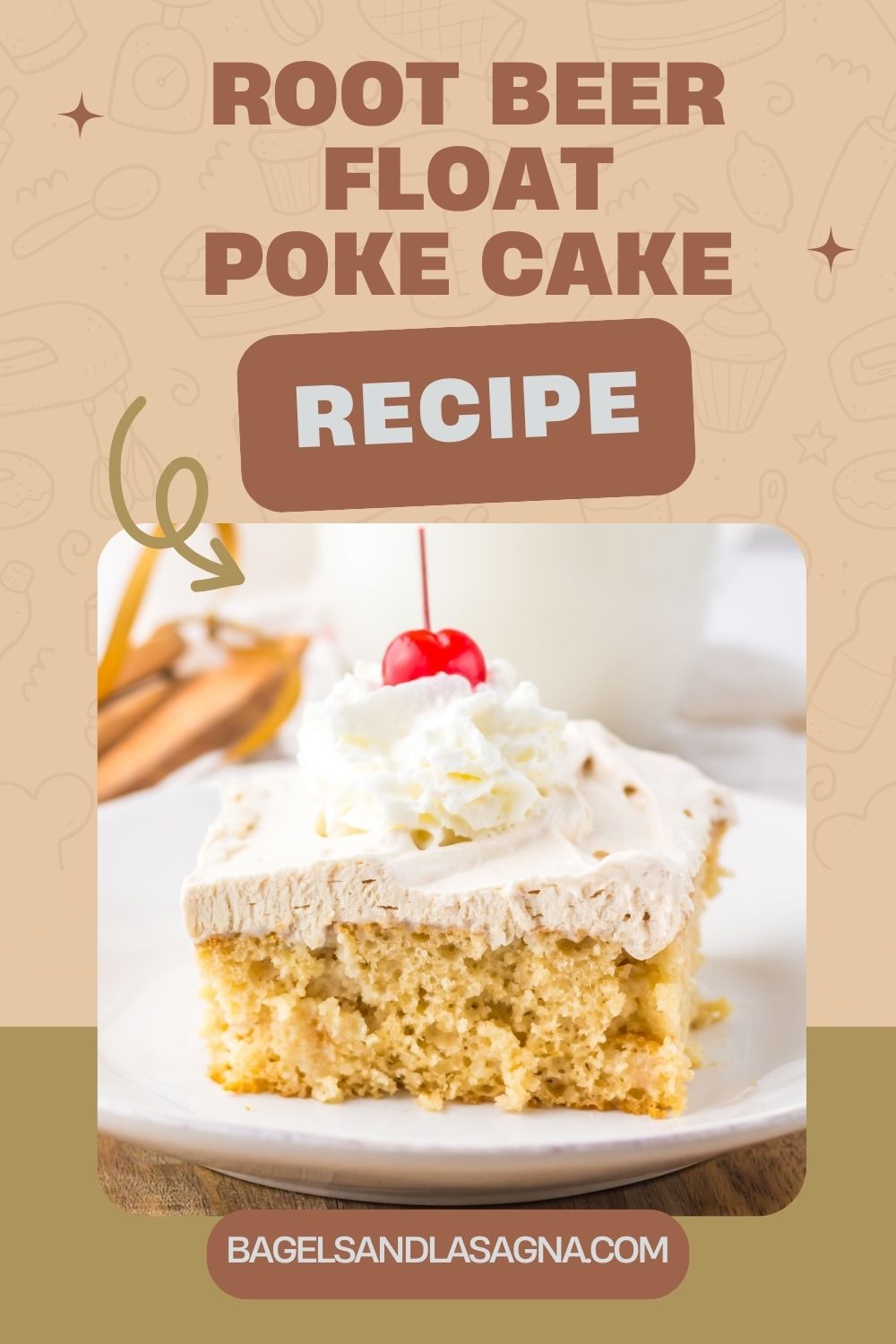 Root Beer Float Poke Cake with White Cake Mix