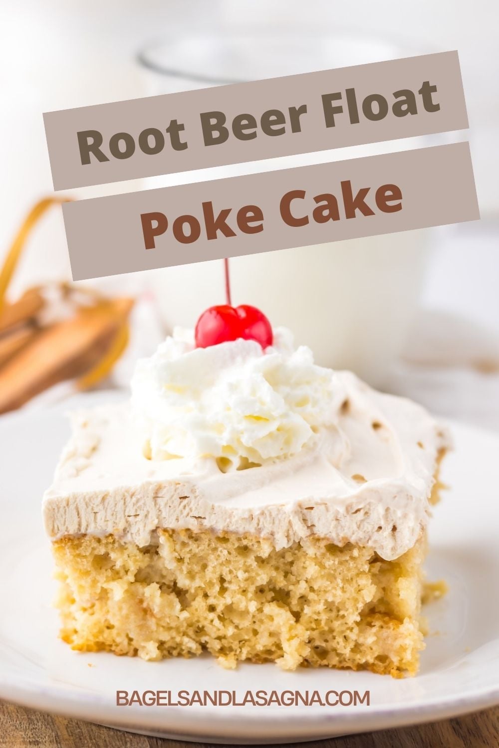 Root Beer Float Poke Cake with White Cake Mix